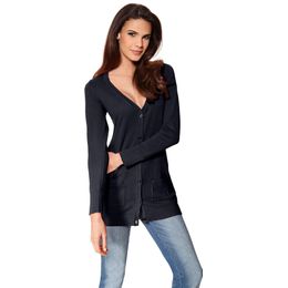 Strickjacke Heine, Damen, Gr. 38, blau (marine), 100% Baumwolle, unifarben, Strickjacken Strickjacke
