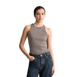 Marc O'Polo T-Shirt MARC O'POLO DENIM "aus reinem Organic Cotton", Damen, Gr. L, medium braun, Obermaterial: 95% Baumwolle, 5% Elasthan, gestreift, slim fit, Rundhals, Shirts T-Shirt