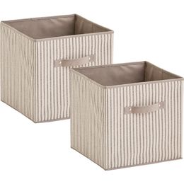 Aufbewahrungsbox zeller PRESENT "Stripes", beige (natur), 2 Stk., Ma&szlig;e(B/T/H):(31/31/31)(B/T/H):(31/31/31), Vlies, Aufbewahrungsboxen, Aufbewahrungsbox, faltbar, Vlies, beige
