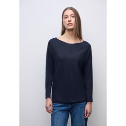 Rundhalspullover Street One, Damen, Gr. 34, tiefblau, Stoff, 30% Polyester, 29% Polyacryl, 21% Viskose, 20% Nylon, unifarben, normal normal, U-Boot-Ausschnitt, Rollsaum, Pullover Rundhalspullover, aus Feinstrick