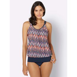 Tankini-Top feel good, Damen, Gr. 38, Cup D, blau (marine, bunt, bedruckt), Elasthan, Polyamid, Bikini-Oberteile