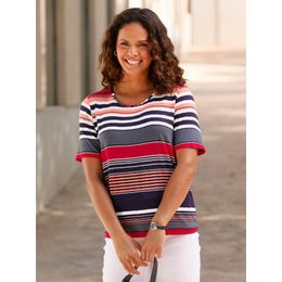 Kurzarmshirt Casual Looks "Kurzarm-Shirt", Damen, Gr. 36, bunt (rot, marine, bedruckt), 95% Viskose, 5% Elasthan, bedruckt, gemustert, mehrfarbig, Rundhals, Shirts