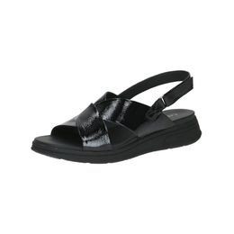 Keilsandalette Caprice "Caprice Sandalen Nappaleder", Damen, Gr. 37, schwarz lack, Nappaleder, Schuhe