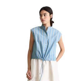Marc O'Polo Blusentop MARC O'POLO DENIM "aus Papertouch-Popeline", Damen, Gr. S, light blau, Obermaterial: 100% Baumwolle, gestreift, relaxed fit, normaler Saum, Blusen Blusentop
