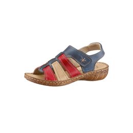 Sandale, Damen, Gr. 36, blau (blau, rot), Glattleder, Schuhe Sandale