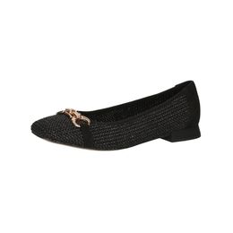 Ballerina Caprice "Caprice Ballerinas Leder/Textil", Damen, Gr. 37, schwarz, gold, Leder, Textil, Schuhe Ballerina