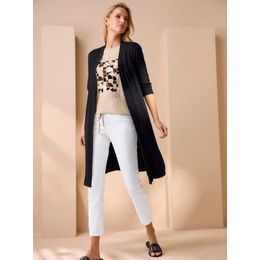 Shirtjacke Heine "Shirtjacke", Damen, Gr. 48, schwarz, 95% Viskose, 5% Elasthan, unifarben, V-Ausschnitt, Shirts Shirtjacke