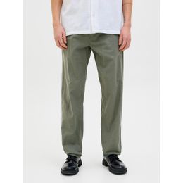 Jack & Jones Stoffhose JACK & JONES "JPSTKANE SUMMER JOGGER SN", Herren, Gr. S, N-Gr, gr&uuml;n (agave gr&uuml;n detail:solid), Web, Obermaterial: 74% Baumwolle, 26% Leinen, unifarben, relaxed fit kn&ouml;chellang, Hosen Stoffhose, mit B&uuml;ndchen
