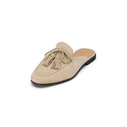 Marc O'Polo Sabot MARC O'POLO "mit Schleife und Quasten", Damen, Gr. 36, dusty sand, Obermaterial: 100% Leder, unifarben, Schuhe Sabot