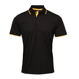 Premier Mens Coolchecker Contrast Pique Polo Shirt (Schwarz/Sonnenblume)