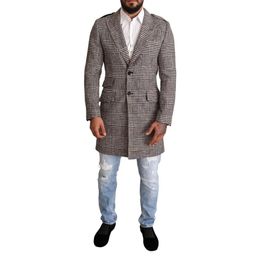 Dolce & Gabbana Glen Plaid Wollmantel mit langen &Auml;rmeln