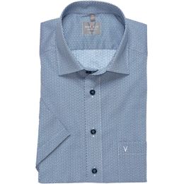 Kurzarmhemd MARVELIS, Herren, Gr. 40, N-Gr, blau (bleu), Web, Obermaterial: 100% Baumwolle, comfort fit normal, Hemden, B&uuml;gelfrei, comfort fit, Businesshemd, Minimal Print