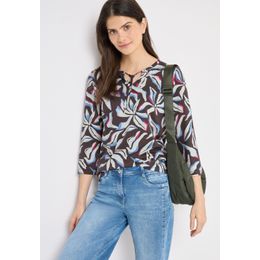 Tunikashirt Cecil, Damen, Gr. XL (44), macchiato braun, Web, 50% Baumwolle, 50% Modal, gebl&uuml;mt, comfort fit normal, Rundhals, abgesteppt, Shirts, mit 3/4 &Auml;rmeln