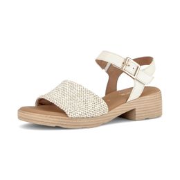 Sandalette Gabor "Pisa", Damen, Gr. 38, wei&szlig;, Bast, Glattleder, Flechtoptik, Schuhe Sandalette, Blockabsatz, Sommerschuh in Komfortweite H (=sehr weit)