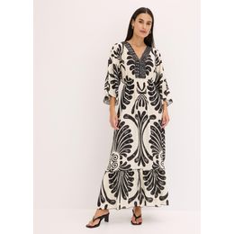 bonprix Maxikleid aus flie&szlig;ender Viskose, schwarz, Gr.48, sommerliches Kleid in Maxil&auml;nge mit auff&auml;lligem Druck, aus Viskose