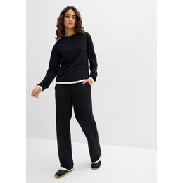 bonprix Baumwoll - Jogginganzug (2-tlg. Set), schwarz, Gr.40/42 (M), Jogginganzug aus Baumwoll-Elasthan-Mix, 95% Baumwolle (organic)