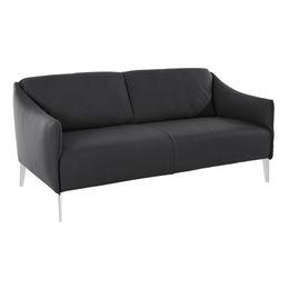 2,5-Sitzer W.Schillig "sally Designsofa mit schmalen Armlehnen, bequem und elegant", schwarz (schwarz z59), B:174cm H:78cm T:84cm, Longlife Xtra-Leder Z59: Glattleder mit modischer Pr&auml;gung. Hautst&auml;rke 0, 9 - 1, 1 mm., Sofas, mit Metall-Winkelf&uuml;&szlig;en in Chrom gl&auml;nzend, Breite 174 cm