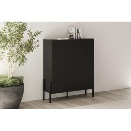 Kommode OTTO HOME "Jukon, Breite 110 cm, moderne grifflose Hochschrank, 2T&uuml;ren", schwarz, B:110cm H:135cm T:40cm, Sideboards, Kommode, Highboard mit viel Stauraum, push-to-open-Funktion