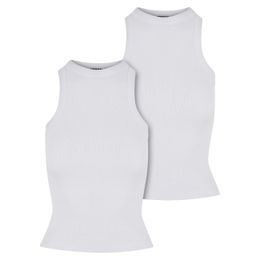 Muskelshirt Urban Classics "Urban Classics Ladies Racer Back Rib Top 2-Pack", Damen, Gr. XS, wei&szlig; wei&szlig;, 95% Baumwolle, 5% Elasthan, unifarben, slim fit, Rundhals, Shirts