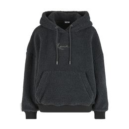 Kapuzenpullover Karl Kani "Karl Kani Karl Kani Metal Signature Teddy Os Hoodie", Damen, Gr. XS, anthrazit, 100% Polyester, mehrfarbig, oversize, ohne Ausschnitt, Pullover Kapuzenpullover