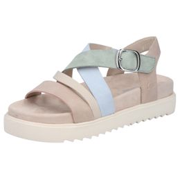 Rieker Damen Plateausandale, Gr. 37pastellfarben, Lederimitat, Schuhe, Sandalette, Urlaubsschuh, Sommerschuh mit Klett-Riemchen