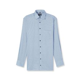 Businesshemd OLYMP "OLYMP Luxor, modern fit, New Kent mit extra langem Arm", Herren, Gr. 39, Normaler Arm, bleu, 100% Baumwolle, Hemden