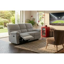 3-Sitzer Home Affaire "LANNOY, manuelle o. elelektrische Relaxfunktion in 2 Sitzen, USB A/C", grau (hellgrau), B:201cm H:96cm T:94cm, Sofas, Liegefunktion (105-150), Reclinersofa, Webstoff, Federkern