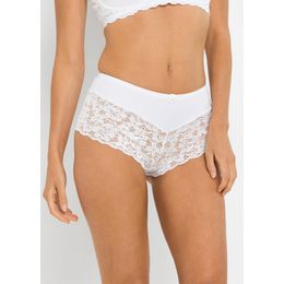 Panty bonprix "Maxipanty mit Spitze", Damen, Gr. 40/42 (M), wei&szlig;, Obermaterial: 80% Polyamid, 20% Elasthan. Spitze: 90% Polyamid, 10% Elasthan, Unterhosen Panty, klassischer Stil, feine Spitze mit Blumenmotiv, bequeme Passform