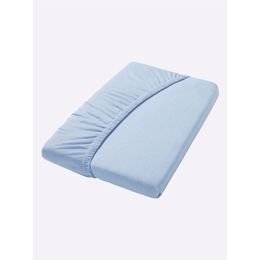 Spannbettlaken Hagemann Gr. 1, blau (hellblau), 1 Stk., Mako-Jersey, 27cm, Mako-Jersey, 100% Baumwolle, Bettlaken, Spannbettlaken