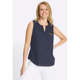 Blusentop Classic Basics, Damen, Gr. 44, marine, wei&szlig;, bedruckt, 100% Viskose, bedruckt, gemustert, V-Ausschnitt, Blusen Blusentop