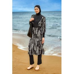 Schwarzes Burkini-Set mit vollst&auml;ndiger Abdeckung f&uuml;r Badebekleidung