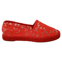Dolce & Gabbana Dolce & Gabbana Rote Spitze Baumwoll-Espadrilles Ballerinas