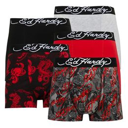 Ed Hardy 5er-Pack Herren Baumwollreiche Stretch Athieu Boxershorts Weiche Atmungsaktive Unterw&auml;sche