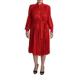 Dolce & Gabbana Dolce Gabbana Rotes Seiden-Midi-Kleid
