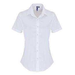 Premier - Bluse f&uuml;r Damen kurz&auml;rmlig (Wei&szlig;)