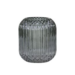 Chic Antique Glasvase kariert mit Rillen H17/D14 cm, kohle skandinavische Deko Online Shop
