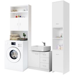 Casaria Badm&ouml;bel-Set Neapel 3-tlg Wei&szlig;