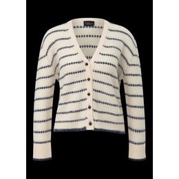 Strickjacke s.Oliver BLACK LABEL, Damen, Gr. 38, beige, Strick, Obermaterial: 35% Polyamid, 31% Polyacryl, 26% Wolle, 4% Alpaka, 4% Modal, gestreift, bequem h&uuml;ftbedeckend, V-Ausschnitt, B&uuml;ndchen, Strickjacken Strickjacke, im Streifen-Look