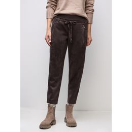 Jogger Pants Cecil, Damen, Gr. 44, L&auml;nge 28, deep roast braun, Stoff, 90% Polyester, 10% Elasthan, unifarben, loose fit normal, Hosen, mit Zipper-Taschen