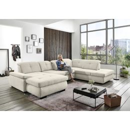 Ecksofa DIE PLANBAR "MP-IN16012 U-Form, mit Federkern-Polsterung", beige (natur), B:371cm H:85cm T:195cm, 85% Polyester;15% Nylon, Sofas, Ecksofa, inkl. Sitztiefenverstellung wahlweise mit weiteren Funktionen