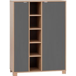 Midischrank Schildmeyer "Anouk", grau (eiche hellfarben, basaltgrau), B:89,6cm H:122,4cm T:39cm, FSC-zertifizierter Holzwerkstoff, Schr&auml;nke, Midischrank, Breite 90 cm