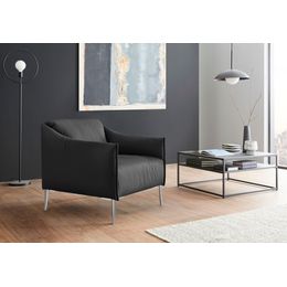 Cocktailsessel W.Schillig "sally Designsessel, Loungesessel, bequem, tolle Verarbeitungsdetails", schwarz (schwarz z59), B:84cm H:78cm T:84cm, Longlife Xtra-Leder Z59: Glattleder mit modischer Pr&auml;gung. Hautst&auml;rke 0, 9 - 1, 1 mm., Sessel, Cocktailsessel, mit Metallf&uuml;&szlig;en in Chrom gl&auml;nzend