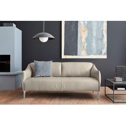 2,5-Sitzer W.Schillig "sally Designsofa, Loungesofa, bequem, schmale Armlehnen, Breite 194cm", grau (eisgrau z59), B:194cm H:78cm T:84cm, Longlife Xtra-Leder Z59: Glattleder mit modischer Pr&auml;gung. Hautst&auml;rke 0, 9 - 1, 1 mm., Sofas, mit Metall-Winkelf&uuml;&szlig;en in Chrom gl&auml;nzend, Breite 194 cm