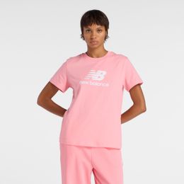 T-Shirt New Balance "SPORT ESSENTIALS JERSEY LOGO T-SHIRT", Damen, Gr. L, double bubbl, Obermaterial: 100% Baumwolle, normal, Rundhals, Shirts T-Shirt, Kurzarm, Rundhalsausschnitt, aus Baumwolle