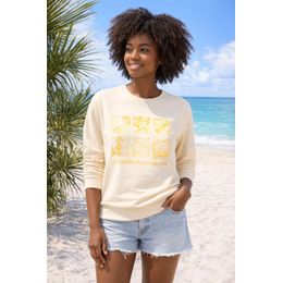 Sweatshirt Kangaroos, Damen, Gr. 32/34, beige (natur), angeraute Sweatware, Obermaterial: 80% Baumwolle, 20% Polyester, Basic h&uuml;ftlang, Rundhals, Rippb&uuml;ndchen, Sweatshirts Sweatshirt, mit Frontdruck