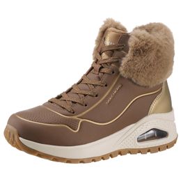 Keilsneaker Skechers "UNO RUGGED", Damen, Gr. 40, bunt (braun, goldfarben), Lederimitat, metallic, Schuhe, Sneaker, Keilsneaker, Winterboots mit hochwertiger D&auml;mpfung