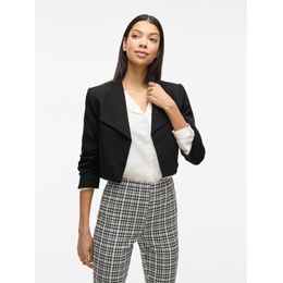 Kurzblazer Vila "VIHER BIN CROPPED BLAZER - NOOS", Damen, Gr. 40, schwarz, Web, Obermaterial: 92% Polyester, 8% Elasthan, unifarben, loose fit kurz, Blazer Kurzblazer, Materialmix, loose fit
