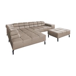 KAWOLA ECKSOFA NELSON Grau Leder Relaxfunktion