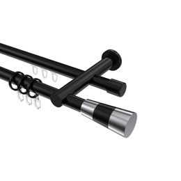 GARDINENSTANGE RUNDROHR-INNENLAUF Platon Tanara 480 cm (geteilt in 3 x 160 cm), 2-l&auml;ufig, 20 mm &Oslash; Schwarz