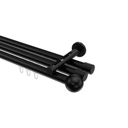 GARDINENSTANGE INNENLAUF Siteno Luino 280 cm (geteilt in 2 x 140 cm), 3-l&auml;ufig, 20 mm &Oslash; Schwarz